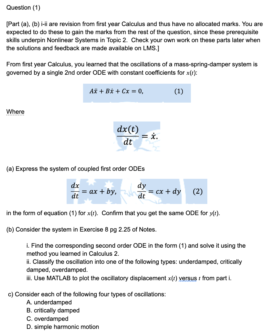 Solved [Part (a), (b) i-ii are revision from first year | Chegg.com