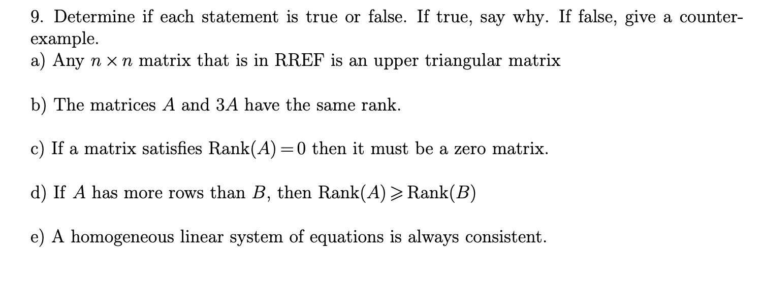 Solved 9. Determine if each statement is true or false. If | Chegg.com