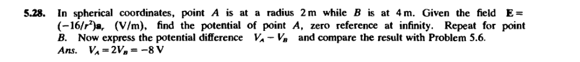 Solved 5.28. In spherical coordinates, point A is at a | Chegg.com