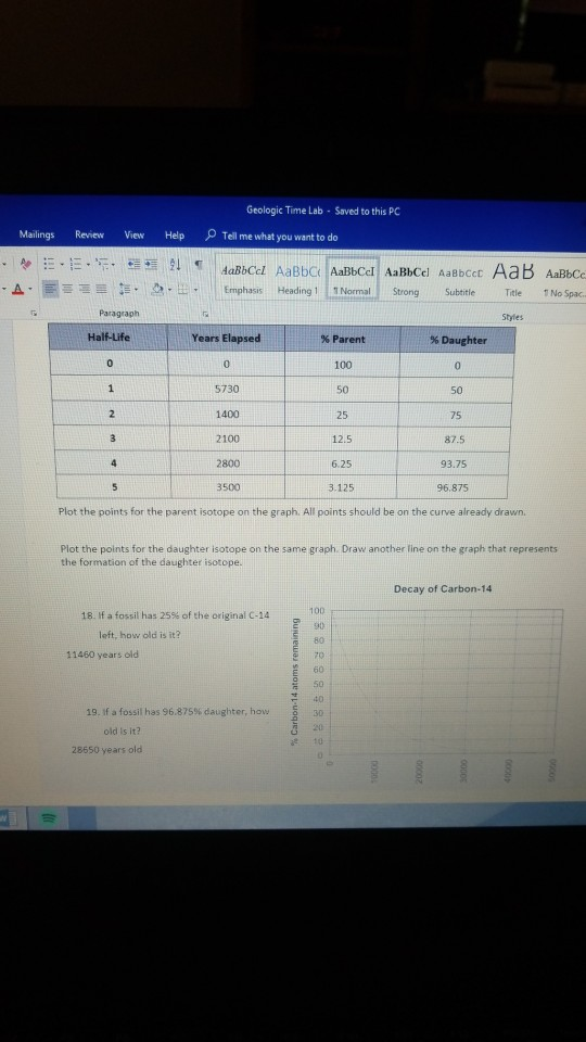 Solved Geologic Time Lab- Saved to this PC Mailings Review | Chegg.com