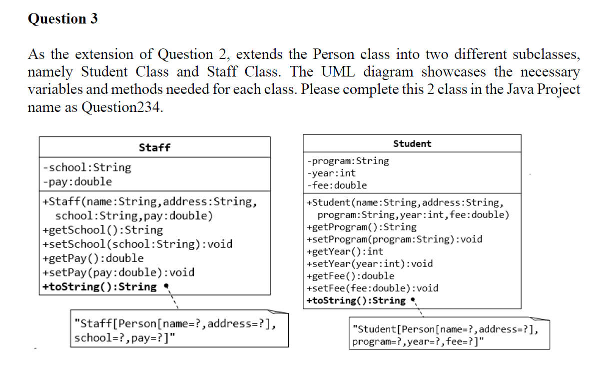 Solved (30 Marks) Question 2 Create a Java Project and the | Chegg.com