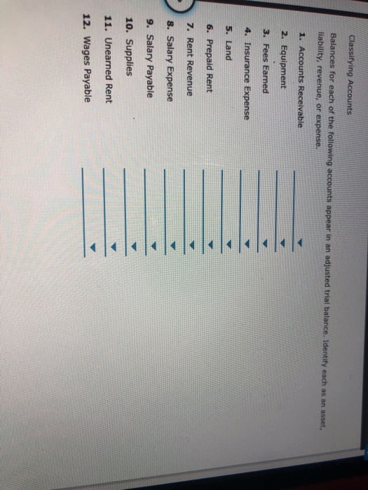 Solved Classifying Accounts Balances for each of the | Chegg.com