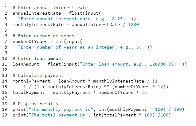 Solved (Financial application: compare loans with various | Chegg.com