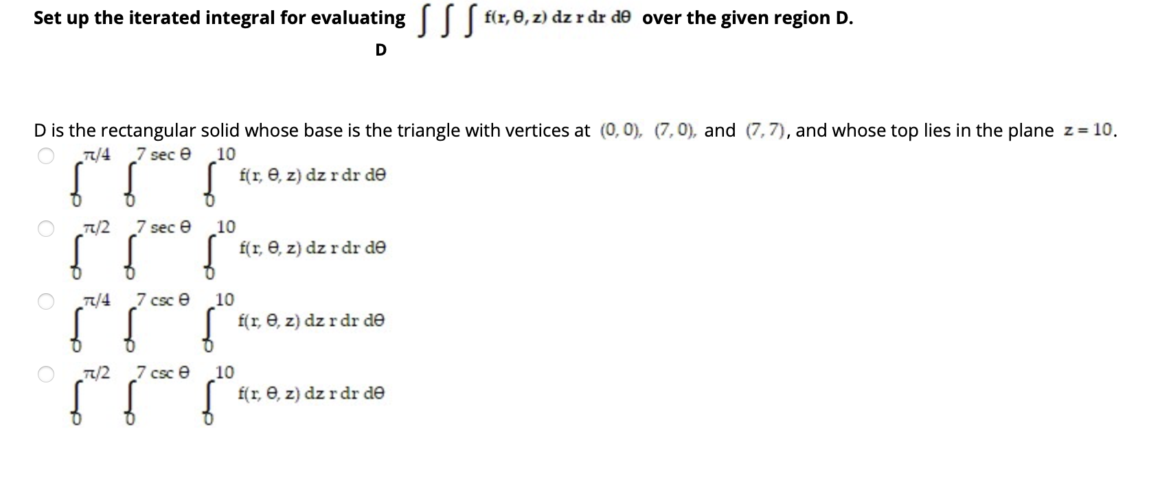 Solved Set up the iterated integral for evaluating | Chegg.com