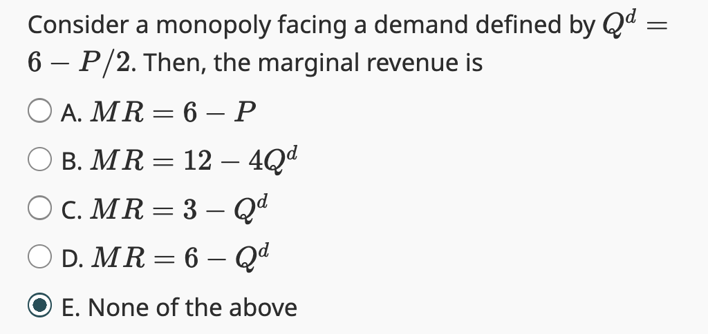 Solved Consider a monopoly facing a demand defined by | Chegg.com