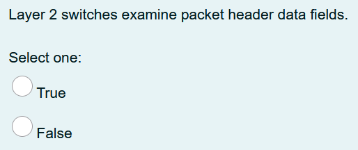 Solved Layer 2 switches examine packet header data fields. | Chegg.com