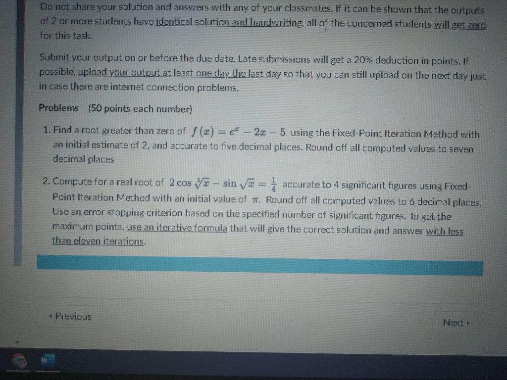 Solved Do not share your solution and answers with any of | Chegg.com
