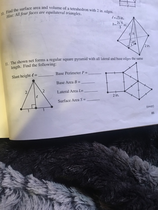 Solved Find the surface area and volume of a tetrahedron | Chegg.com
