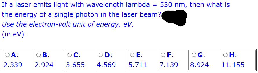 Solved If a laser emits light with wavelength lambda =530 | Chegg.com