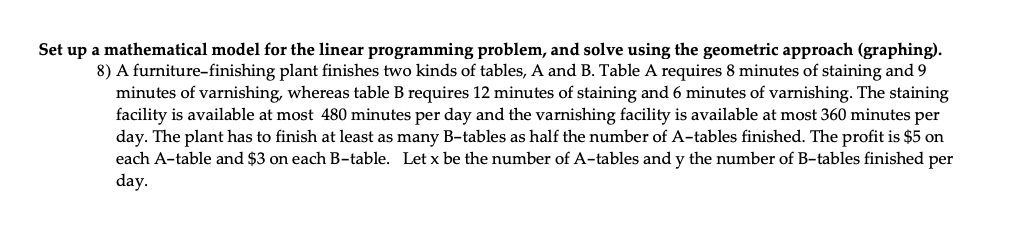 Solved Set up a mathematical model for the linear | Chegg.com