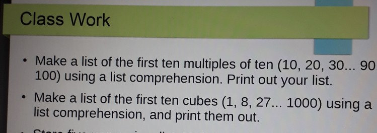 Solved Class Work . Make a list of the first ten multiples | Chegg.com