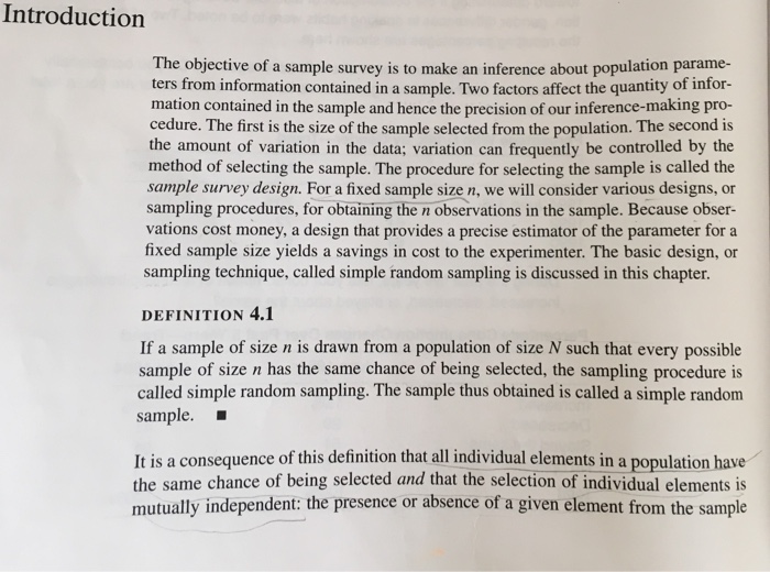 Solved Introduction The objective of a sample survey is to | Chegg.com