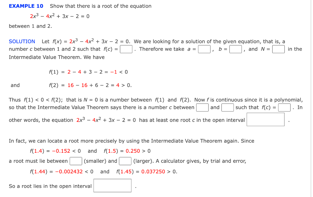 Solved EXAMPLE 10 Show that there is a root of the equation | Chegg.com