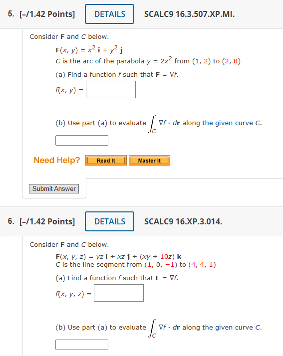 Solved Consider F and C below. F(x,y)=x2i+y2j C is the arc | Chegg.com