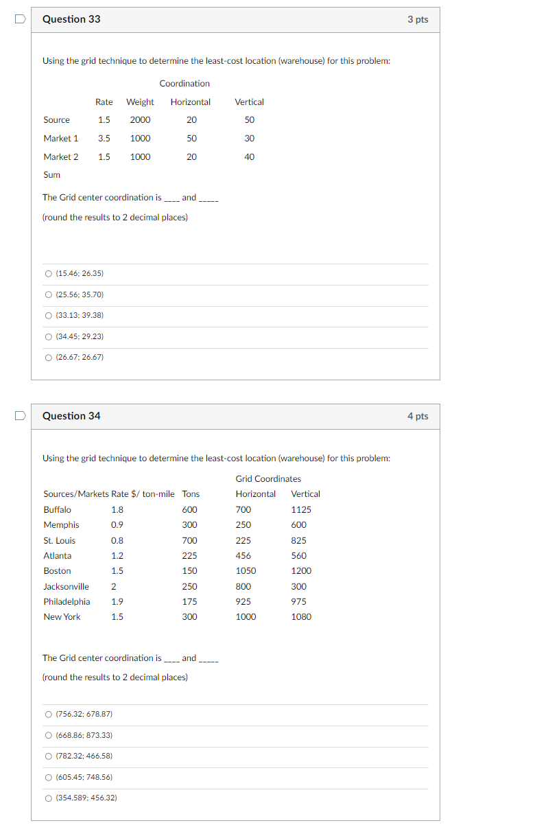 Solved Using the grid technique to determine the least-cost | Chegg.com