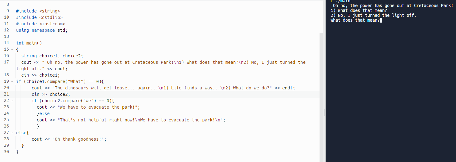 Solved What does my code skip from the beginning to the end | Chegg.com
