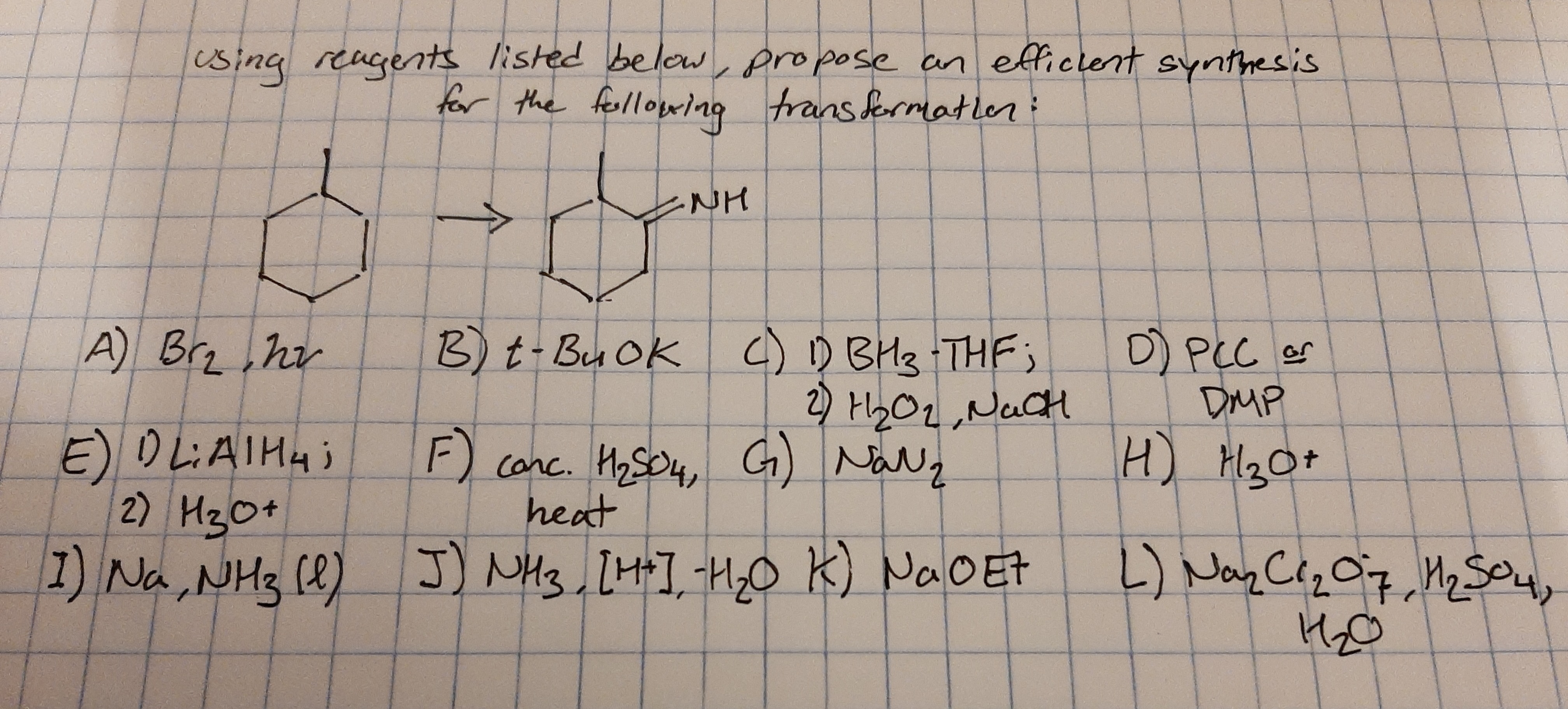 Solved Using reagents listed below, propose an efficient | Chegg.com