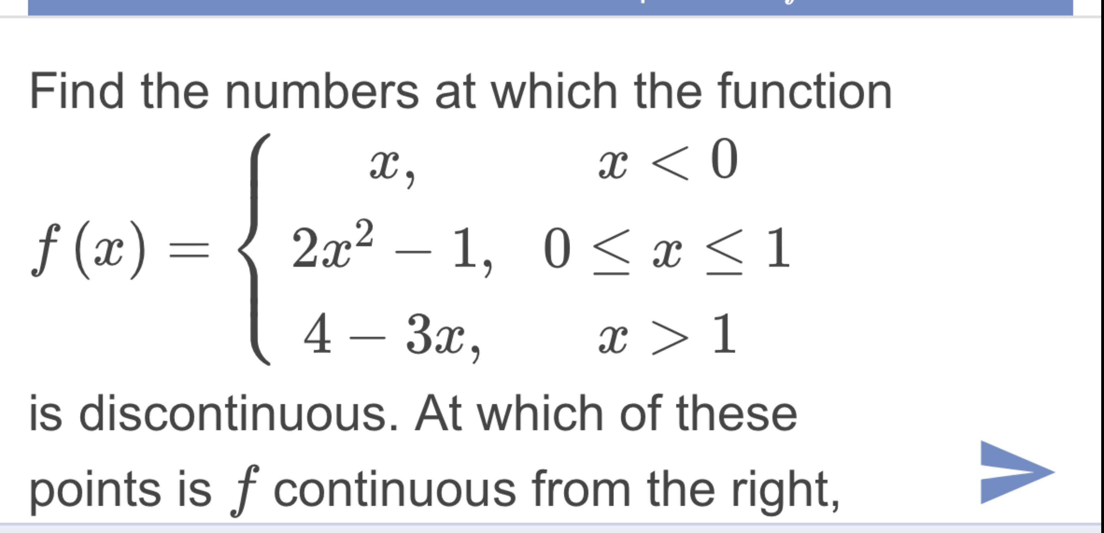 Solved Find the numbers at which the | Chegg.com