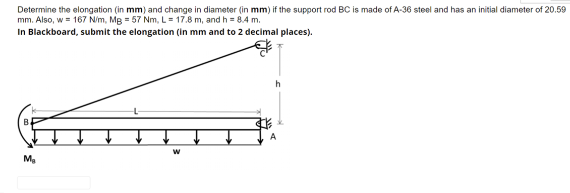 Solved Determine the elongation (in mm) and change in | Chegg.com