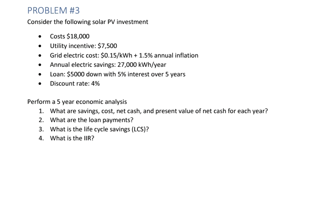 Solved PROBLEM \#3 ﻿Consider the following solar PV | Chegg.com