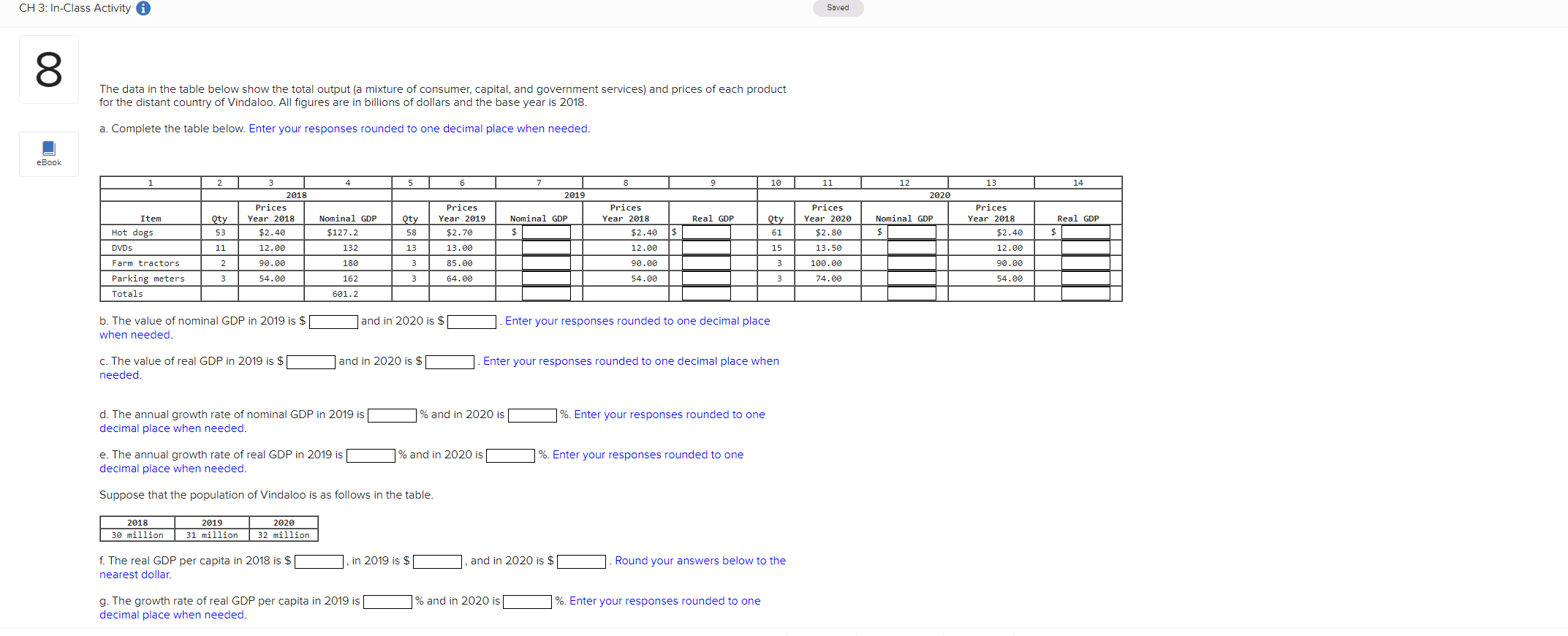 Solved The data in the table below show the total output (a | Chegg.com