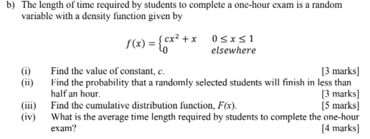 Solved b) The length of time required by students to | Chegg.com