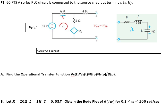 Solved 1. 60 PTS A series RLC circuit is connected to the | Chegg.com