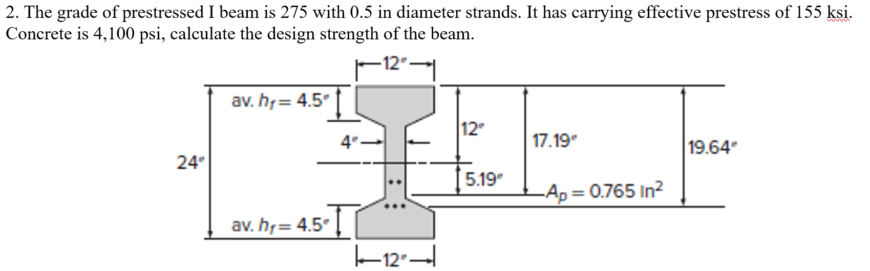 2. ﻿The grade of prestressed I beam is 275 ﻿with 0.5 | Chegg.com