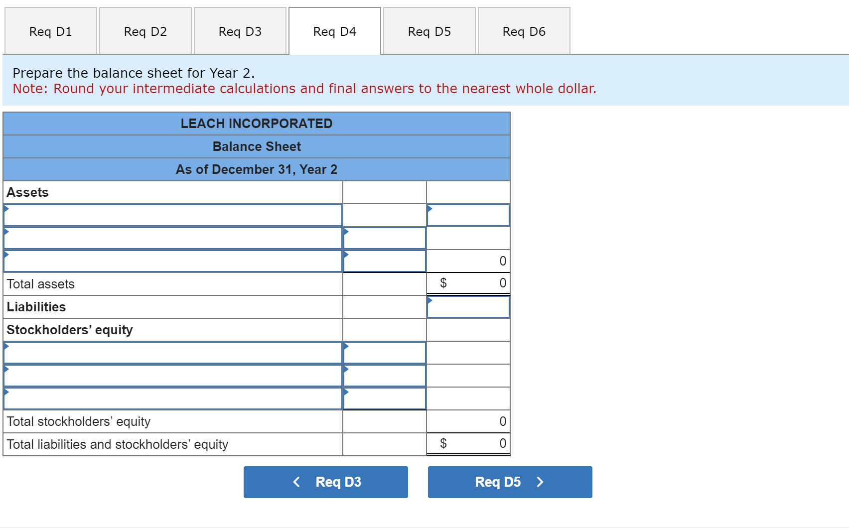 Solved Prepare the balance sheet for Year 2 . Note: Round | Chegg.com