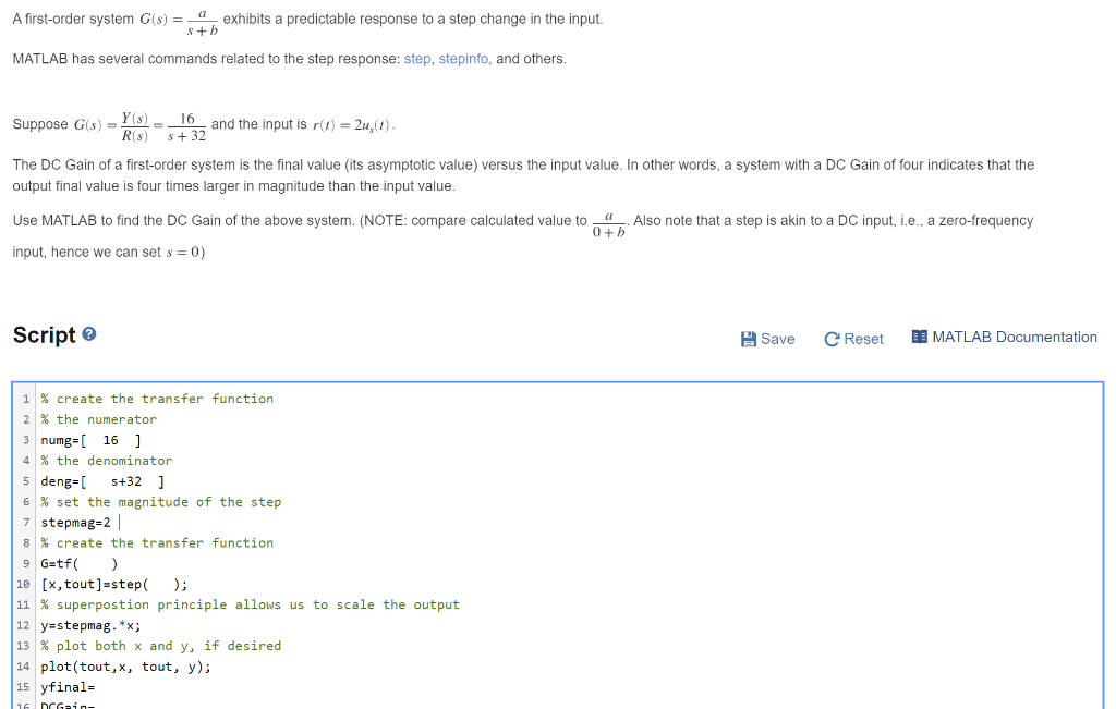 Solved A first-order system (s) = -4 exhibits a predictable | Chegg.com
