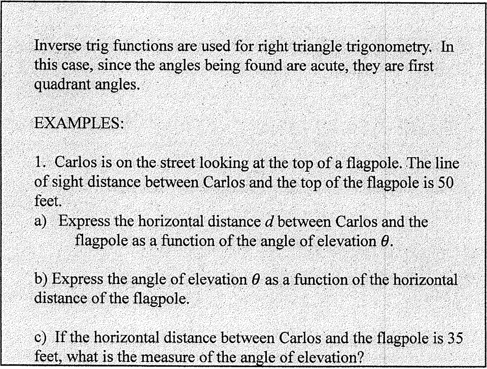 Solved Inverse trig functions are used for right triangle | Chegg.com