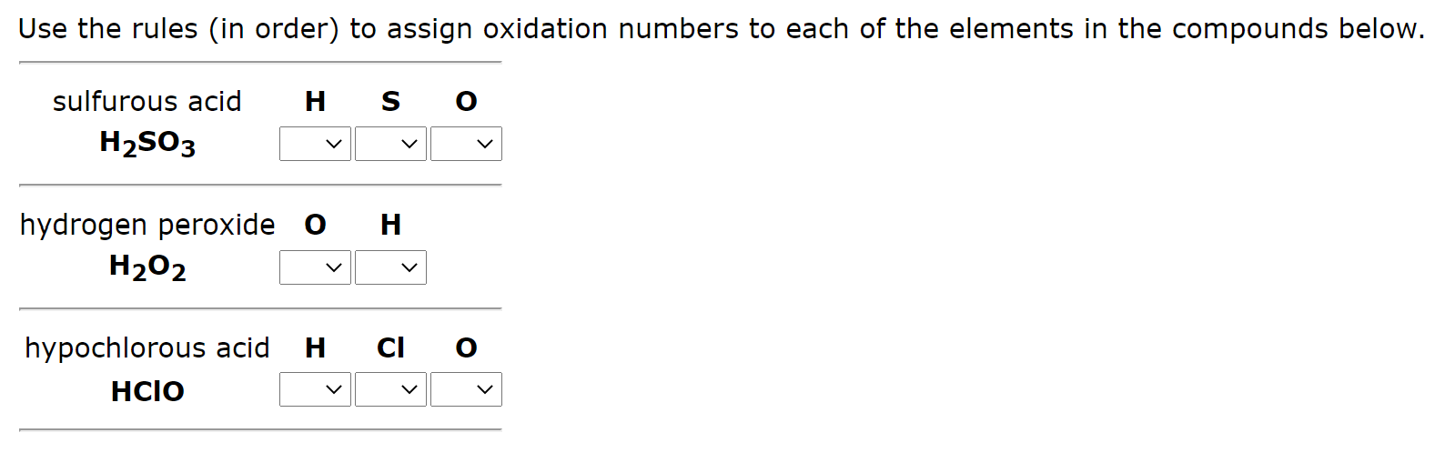 Solved Use the rules (in order) to assign oxidation numbers | Chegg.com