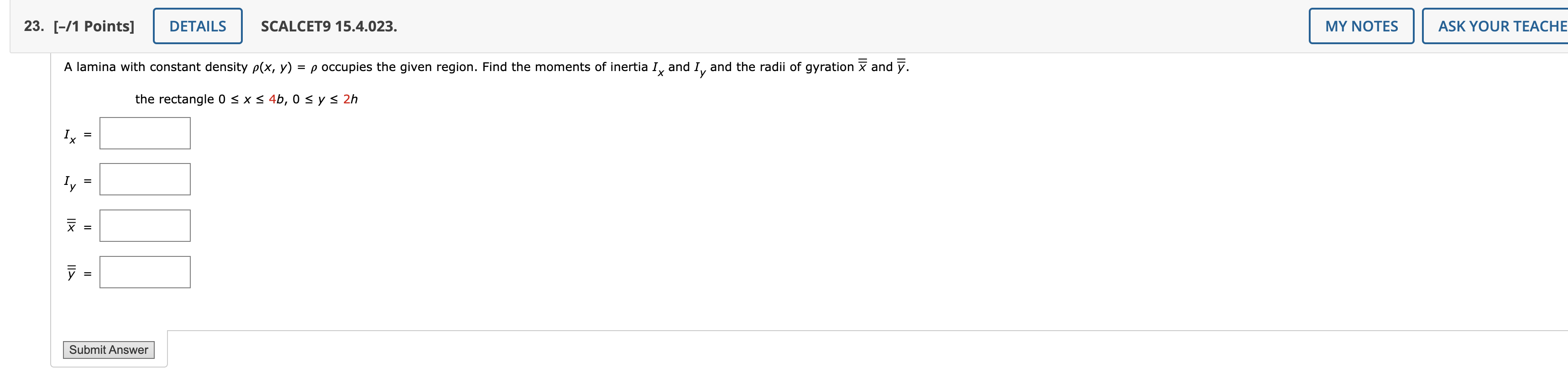 Solved 23. [-/1 Points] SCALCET9 15.4.023. A lamina with | Chegg.com