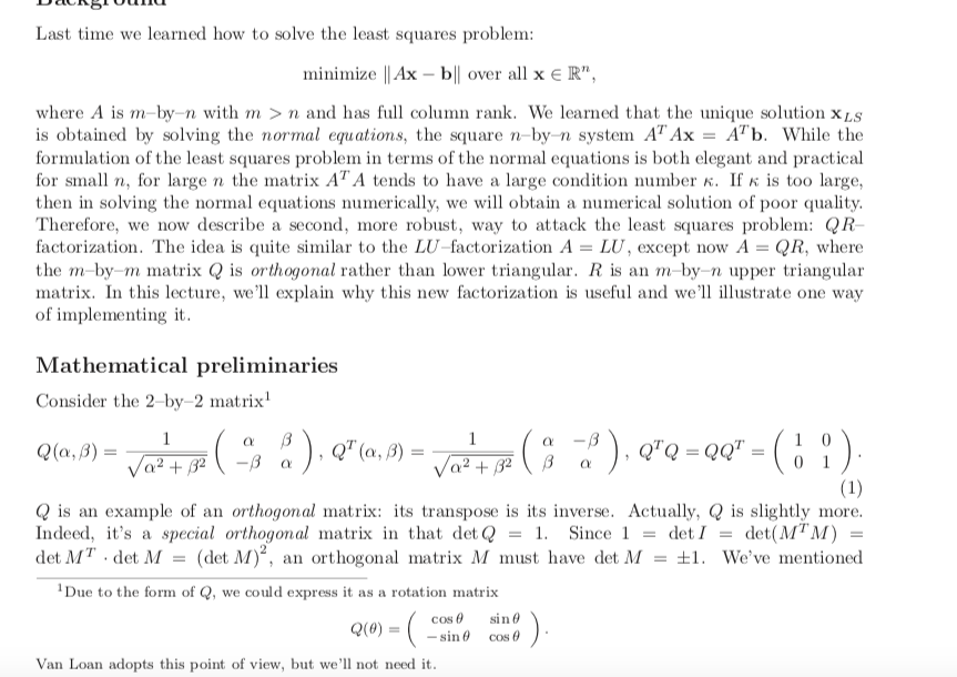 2. (20) Derive formulae for Givens' rotations of a | Chegg.com