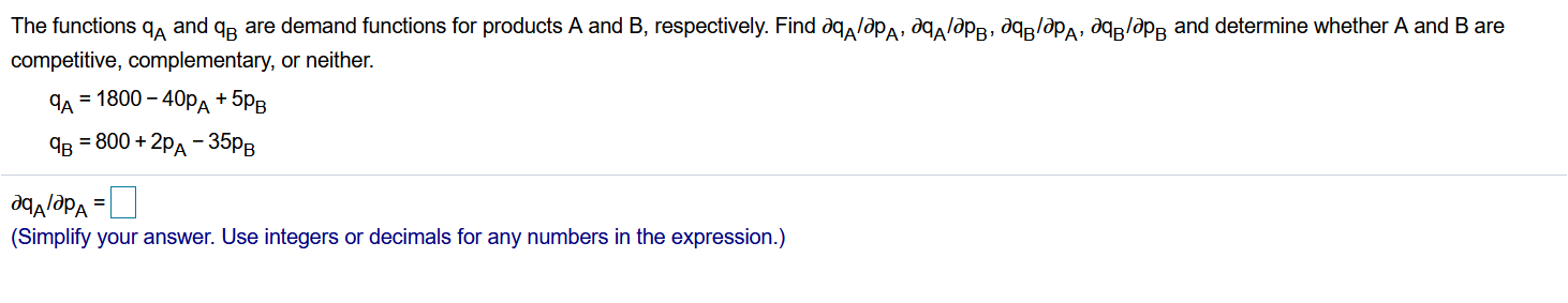 Solved The functions qa and 98 are demand functions for | Chegg.com