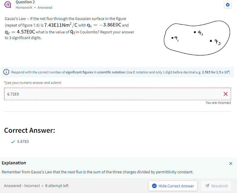 Solved Gauss's Law - If the net flux through the Gaussian | Chegg.com