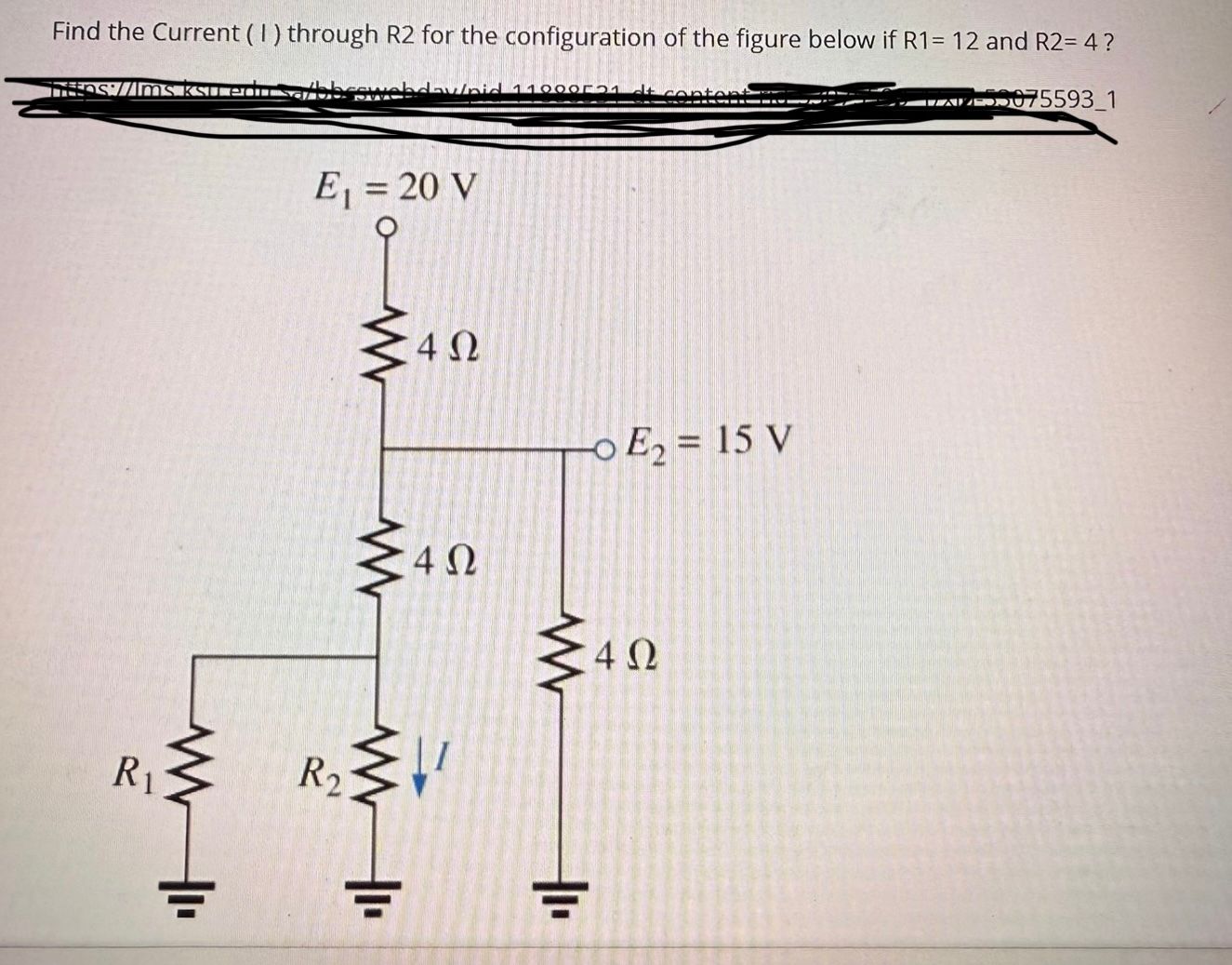 Find the Current ( 1 ) ﻿through R2 ﻿for the | Chegg.com