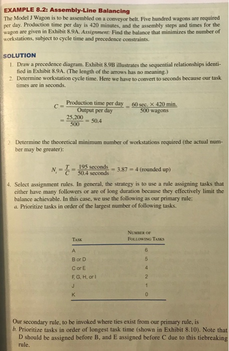 Solved EXAMPLE 8.2: Assembly-Line Balancing The Model J | Chegg.com