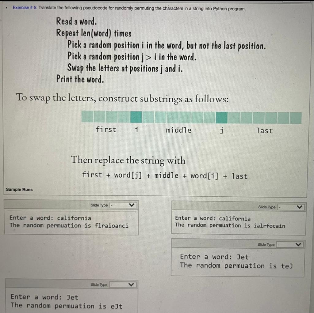 Solved Exercise # 5: Translate the following pseudocode for | Chegg.com