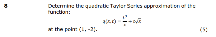 Solved 8 Determine the quadratic Taylor Series approximation | Chegg.com