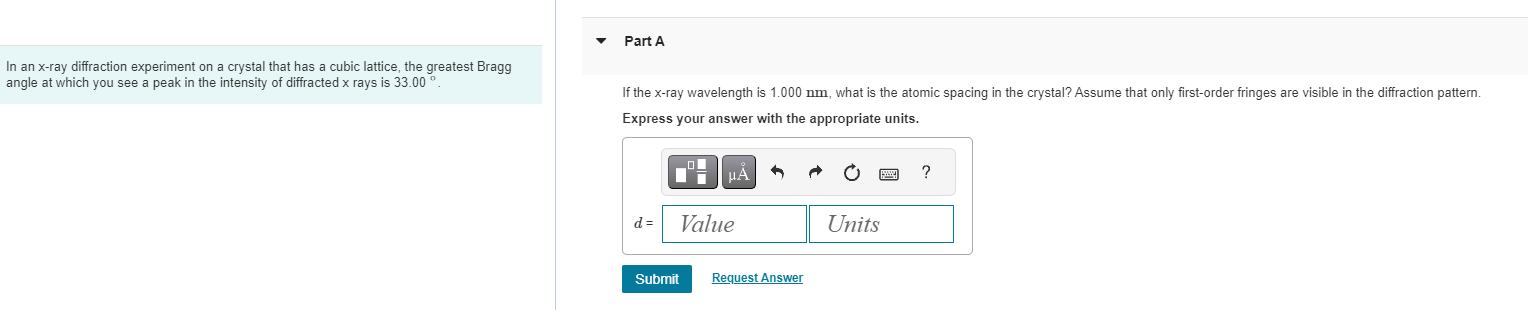 Solved In an x-ray diffraction experiment on a crystal that | Chegg.com