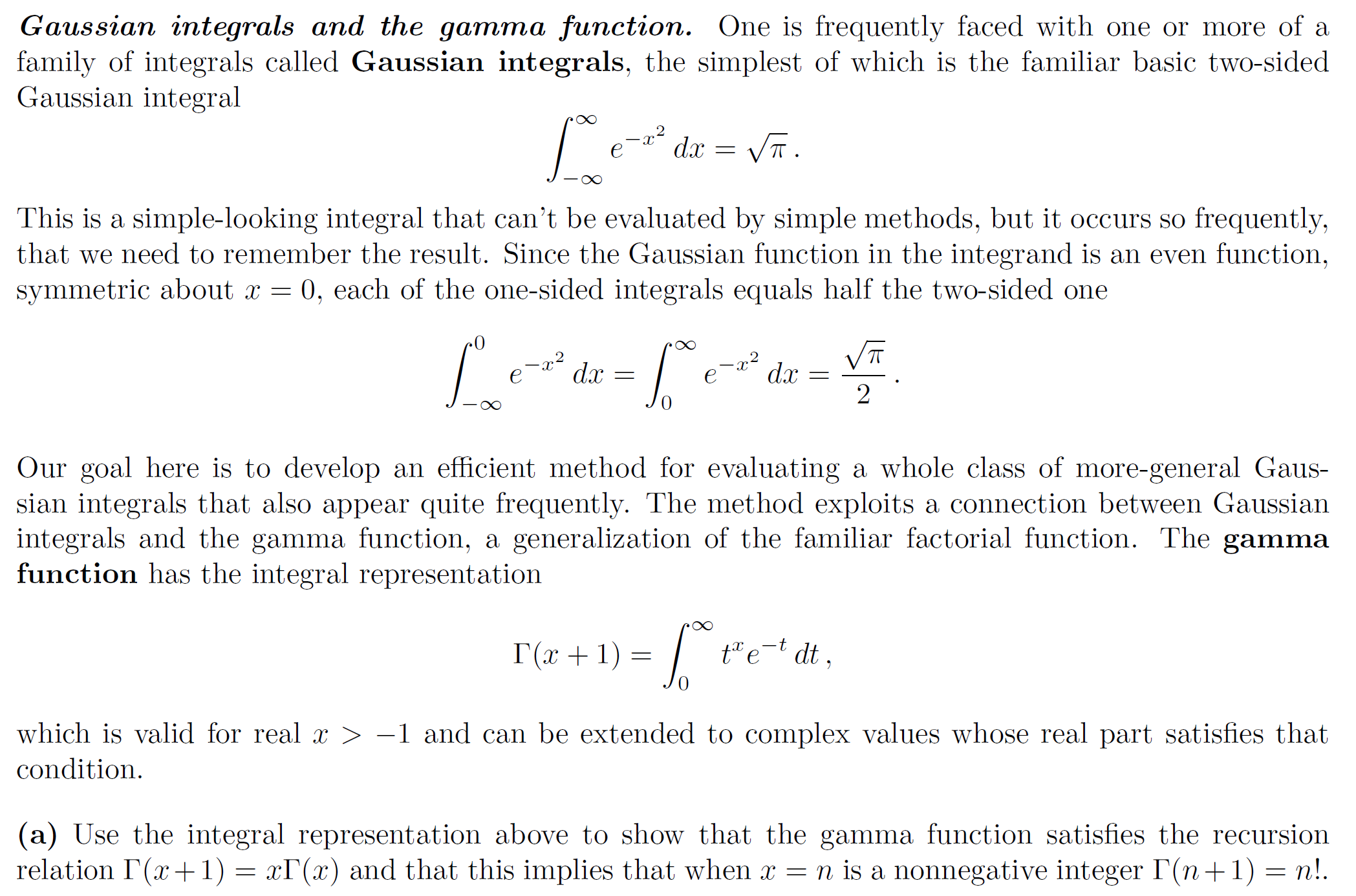 Solved Gaussian Integrals And The Gamma Function One Is