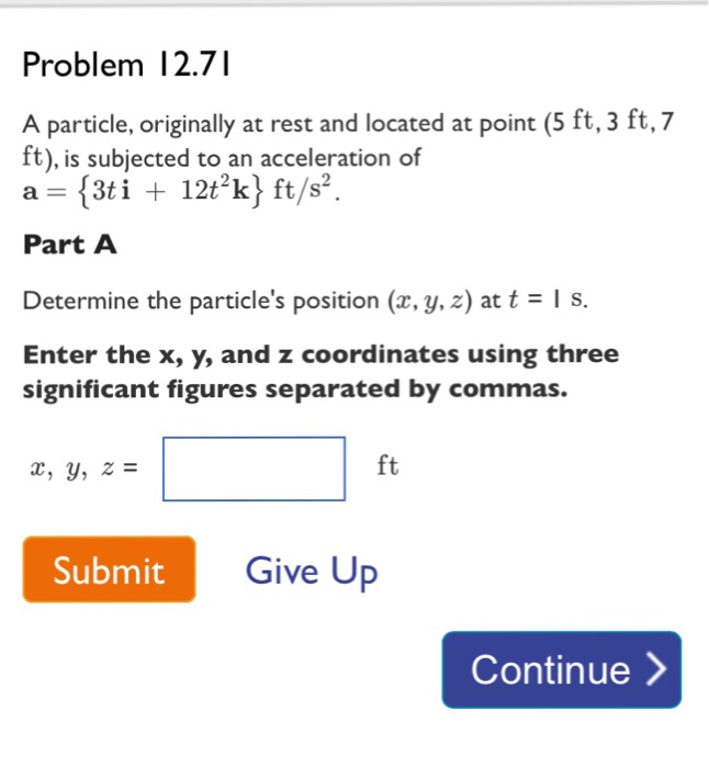 Solved A particle, originally at rest and located at point | Chegg.com