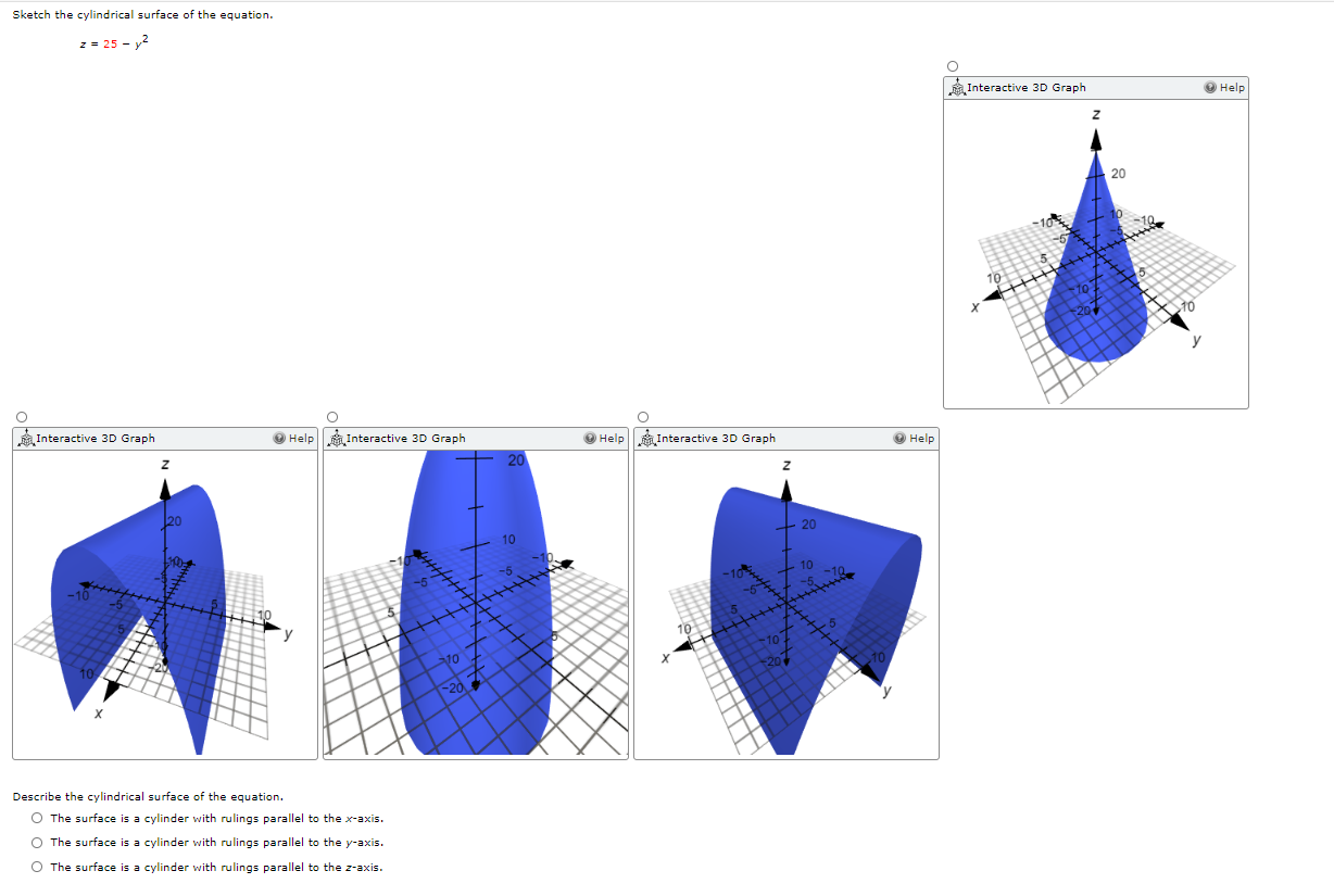 Solved Sketch the cylindrical surface of the equation. z = | Chegg.com