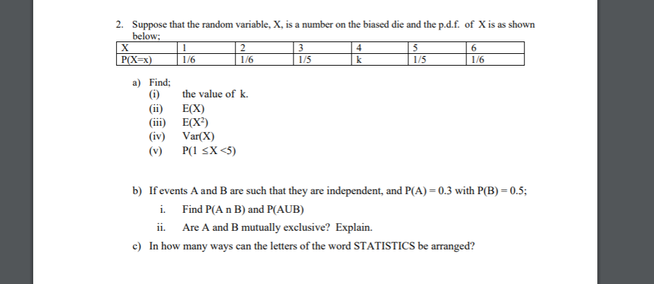 Solved 2. Suppose that the random variable, X, is a number | Chegg.com