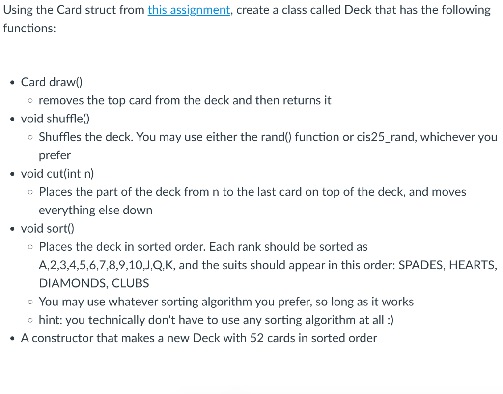 Please use this Card struct below: enum Suit{ | Chegg.com