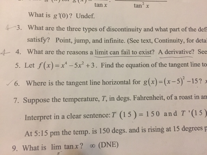 Solved tan x tan x What is g (0)? Undef. 43. What are the | Chegg.com