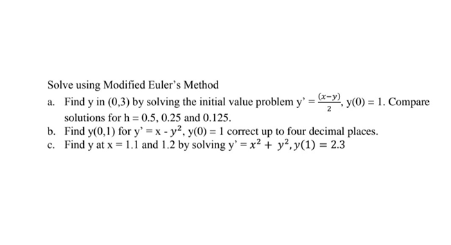 Solved Solve using Modified Euler's Method a. Find y in | Chegg.com