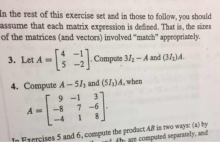 Solved In the rest of this exercise set and in those to | Chegg.com