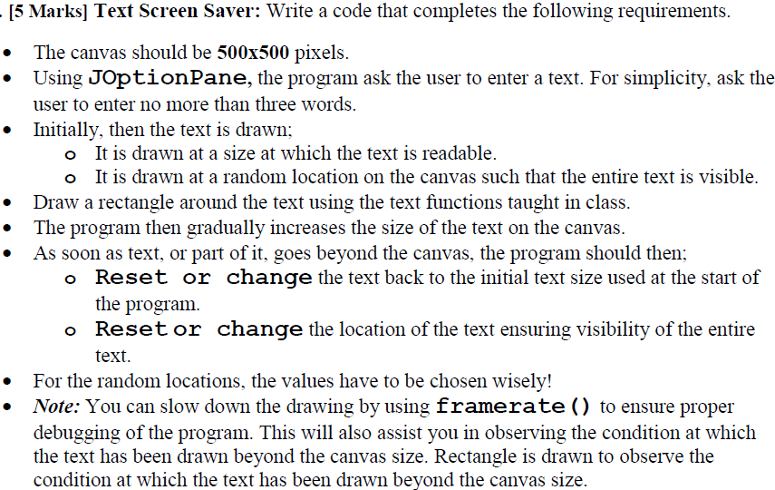 Solved [5 Marks] Text Screen Saver: Write a code that | Chegg.com